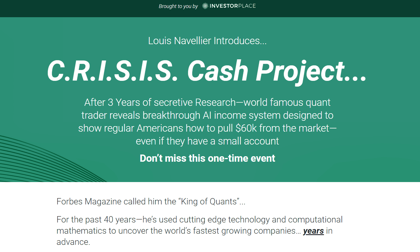 Navellier s C R I S I S Cash AI Income Project Legit Navellier s C R I S I S Cash AI Income Project Legit